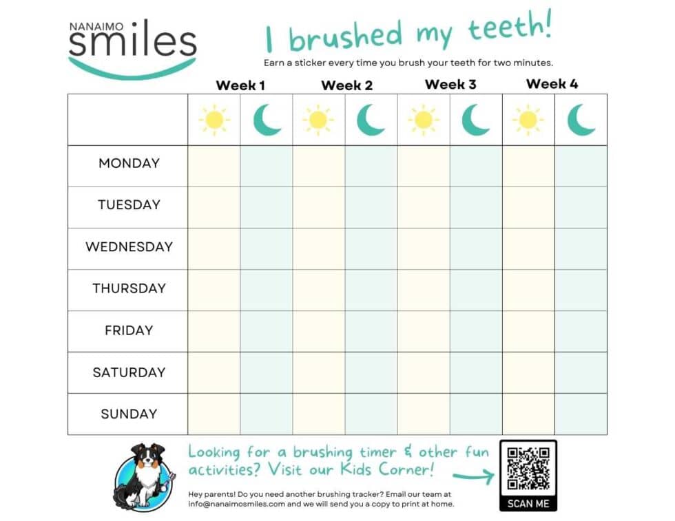 FREE Printable Teeth Brushing Chart for Kids醴 - Nanaimo Smiles | Dentist